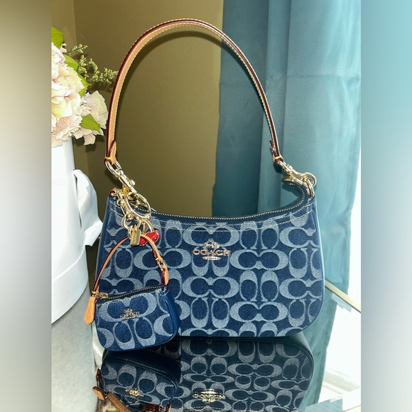 Coach | Bags | Coach Blue Signature Shoulder Bag | Poshmark